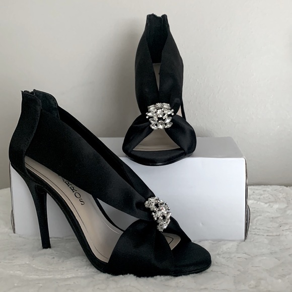 Caparros | Shoes | Caparros Black Satin Cutout With Rhinestones Pumps ...